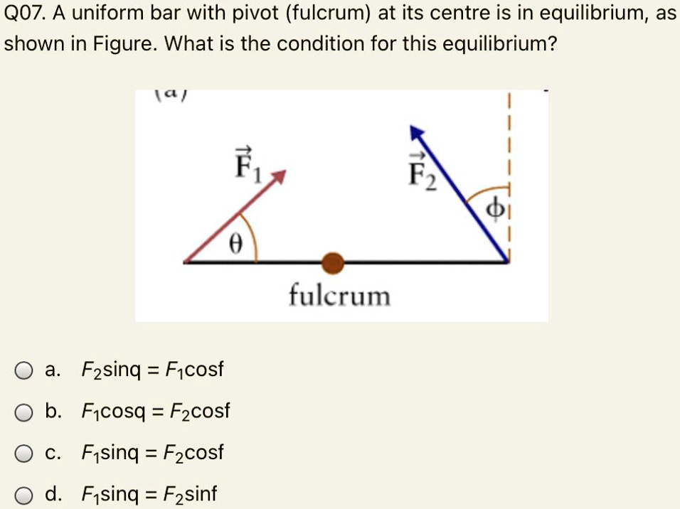 q07 a uniform bar with pivot fulcrum at its centre is in equilibrium as ...
