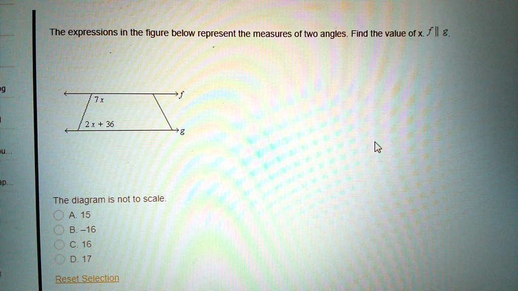 The expressions in the figure below represent the measures of two angles. Find the value of x. f ...