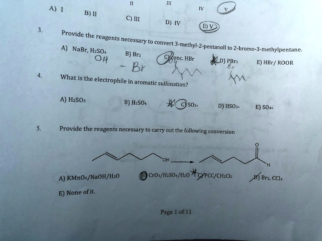 SOLVED: A) 1 B) II C) III D) IV Provide the reagents necessary to ...