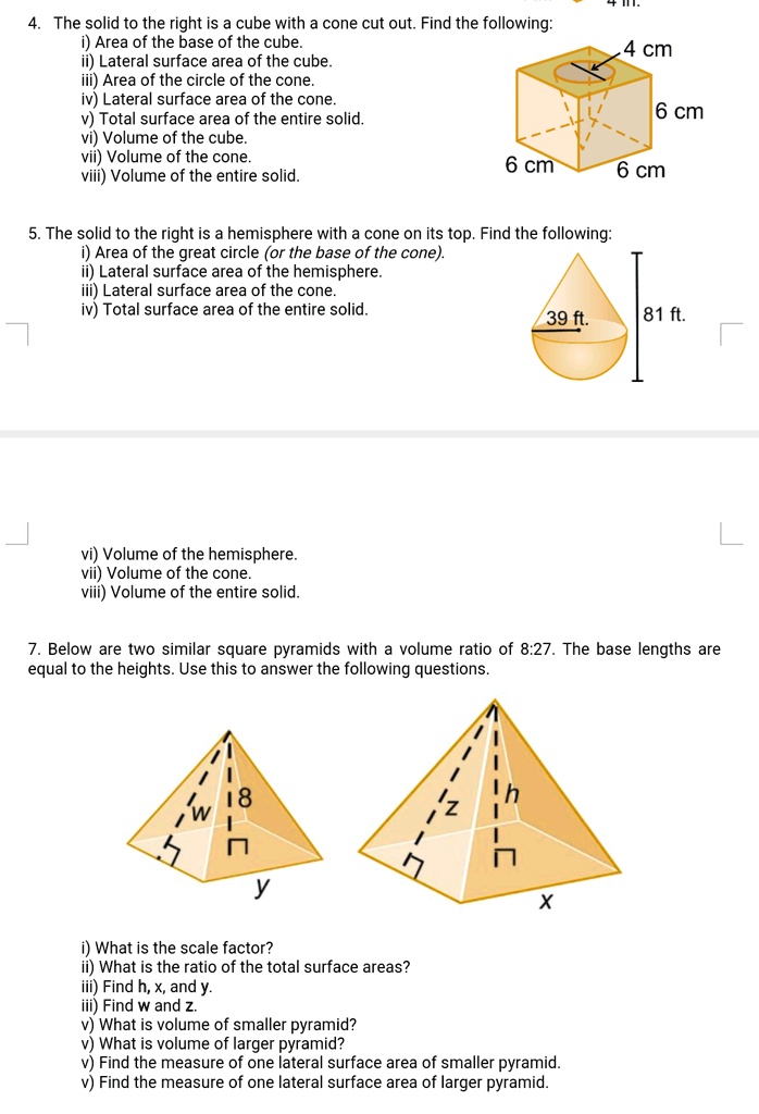 SOLVED: The solid to the right is cube with cone cut out. Find the ...