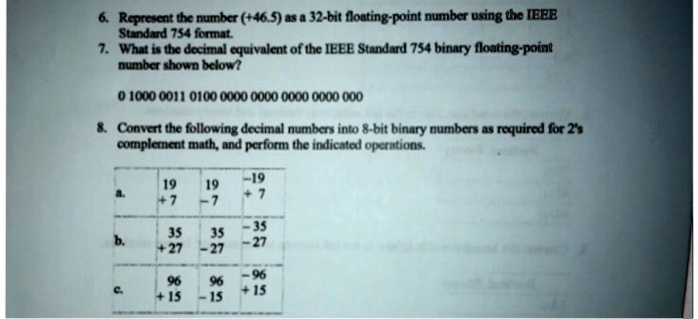 SOLVED: 6. Represent the number +46.5 as a 32-bit floating-point number ...