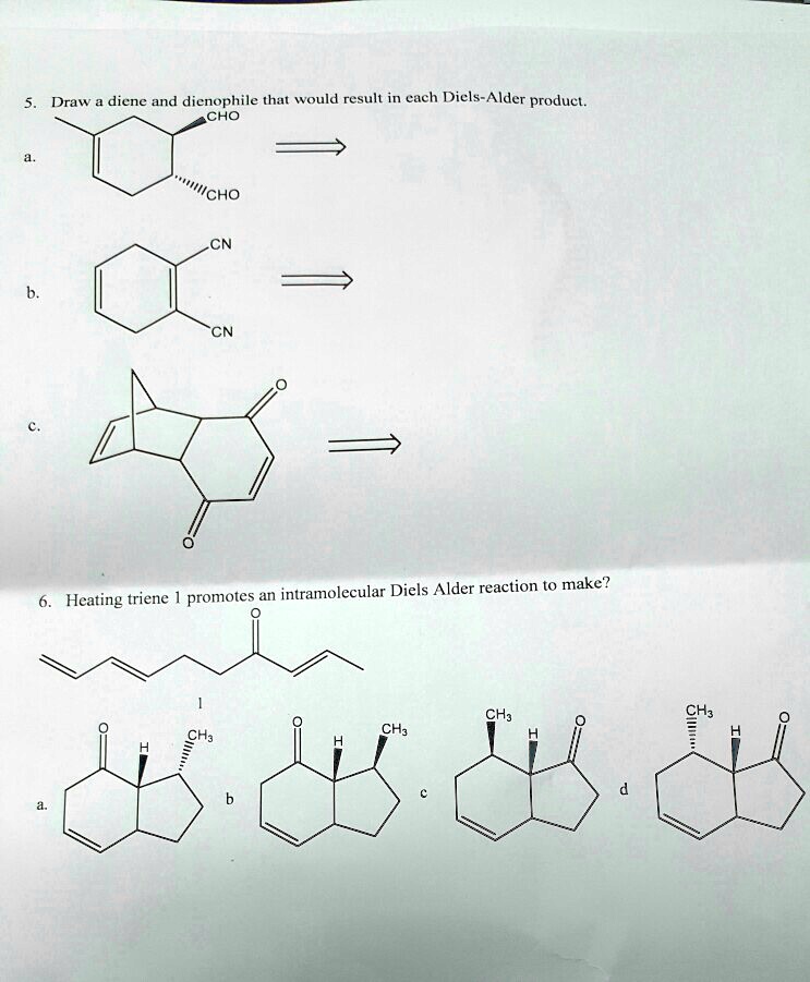 SOLVED: Draw diene and dienophile that would result in each Diels-Alder ...