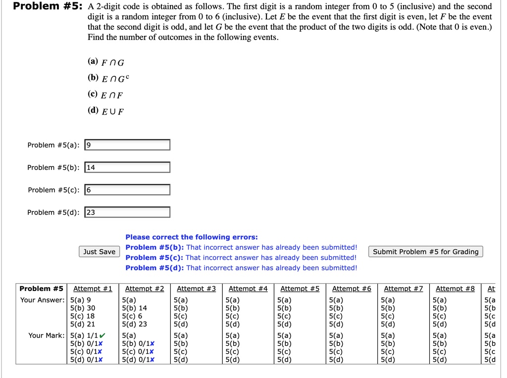 Texts Problem 5 A 2 Digit Code Is Obtained As Follows The First Digit Is A Random Integer From 0