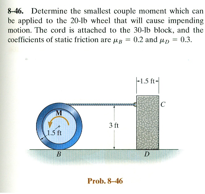 8-46. Determine the smallest couple moment which can be applied to the ...
