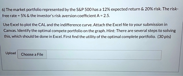 SOLVED: The market portfolio represented by the S P 500 has a 12% ...