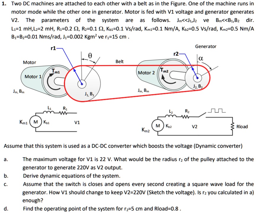 SOLVED: Two DC machines are attached to each other with a belt as shown ...