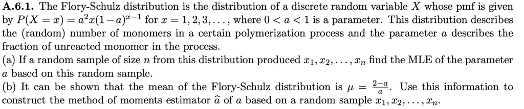 a61 the flory schulz distribution is the distribution of a discrete ...