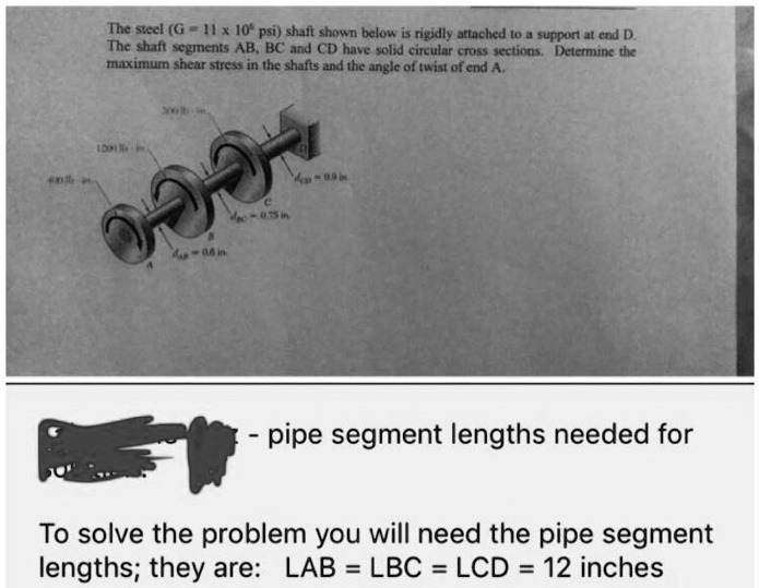 The steel (G=11 x 10 psi) shaft shown below is rigidly attached to a ...