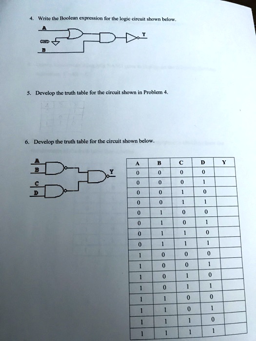 SOLVED: Write the Boolean expression for the logic circuit shown below. 5. Develop the truth ...