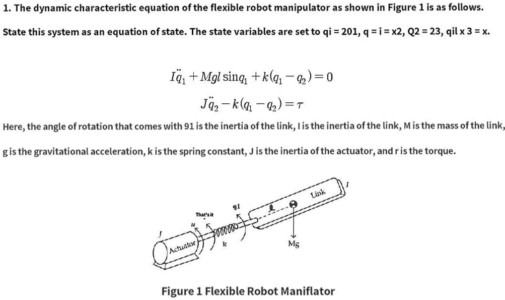 SOLVED: Texts: 1. The dynamic characteristic equation of the flexible robot manipulator, as ...