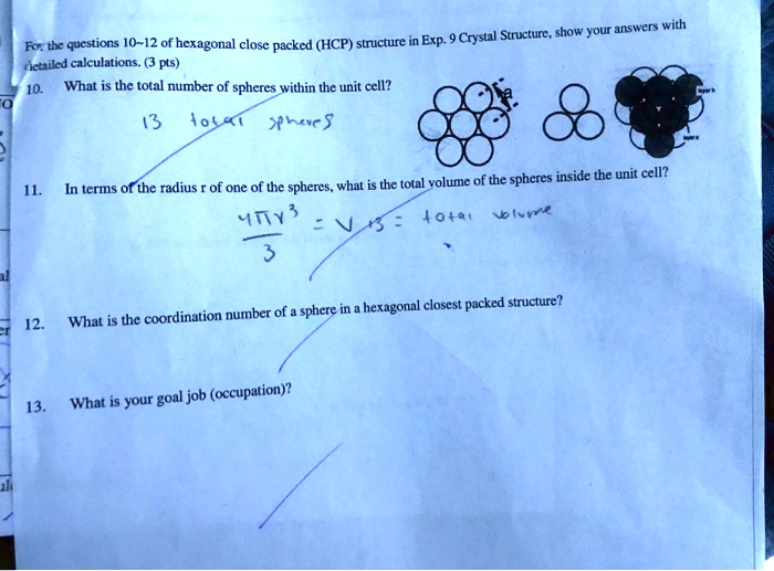 Solved Crystal Structure Show Your Answers With Fo Tk Questions 10 12 Of Hexagonal Close