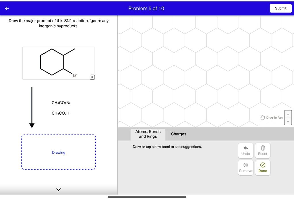 SOLVED: Draw the major product of this SN1 reaction. Ignore any ...