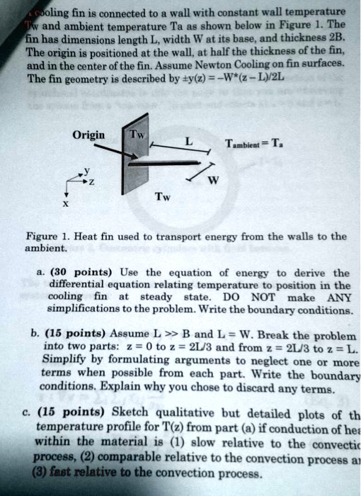 SOLVED: Cooling fin is connected to a wall with constant wall ...