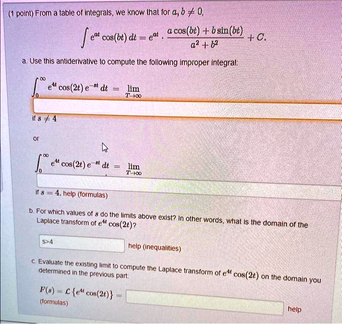 1pointfrom a table of integralswe know that for c a22 ause this ...