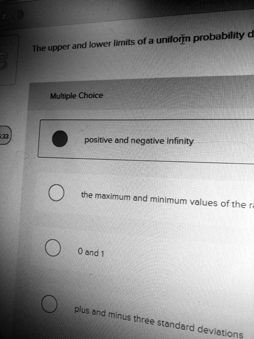 SOLVED: The upper and lower limits of a uniform probability are ...