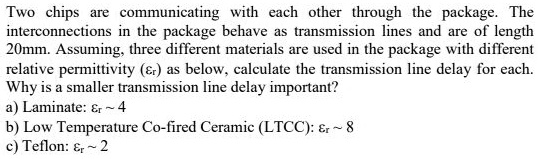 Two chips are communicating with each other through the package. The ...