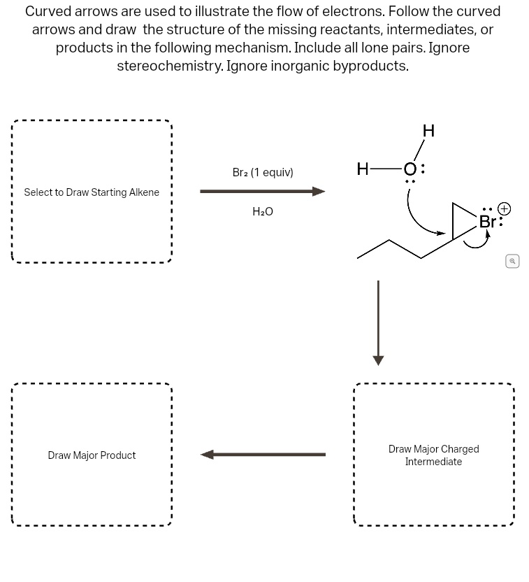 Curved arrows are used to illustrate the flow of electrons. Follow the curved arrows and draw ...