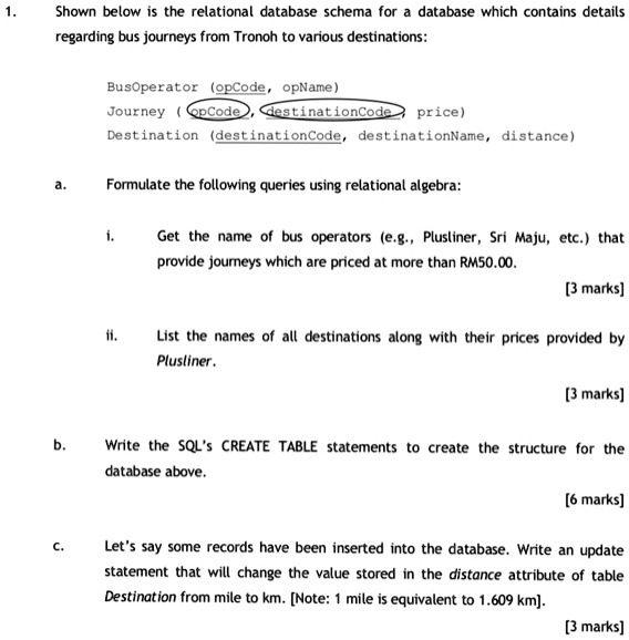 Solved Shown Below Is The Relational Database Schema For A Database Which Contains Details 6713