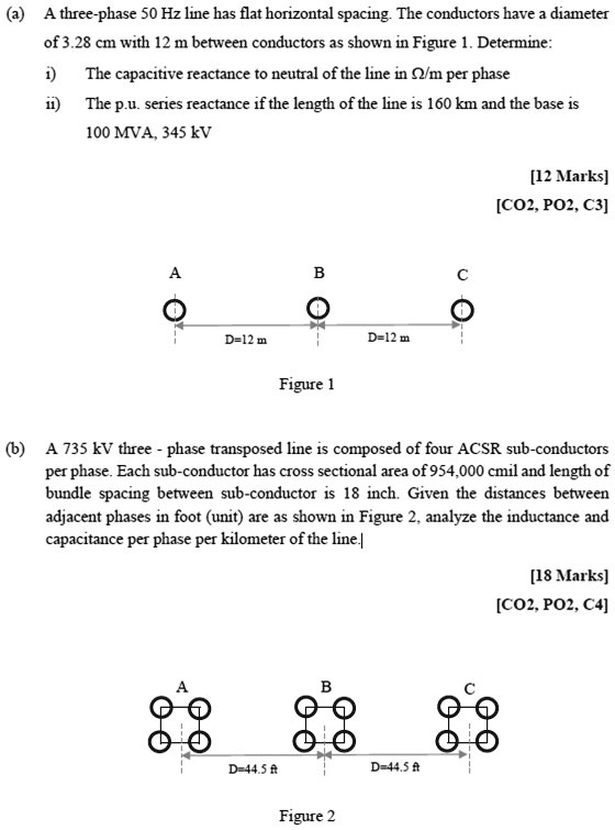 a a three phase 50 hz line has flat horizontal spacing the conductors ...