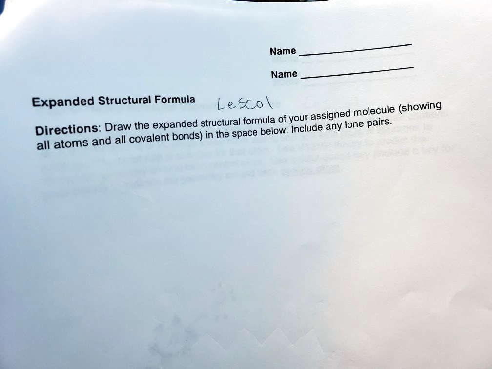 name name expanded structural formula le so molecule showing assigned ...