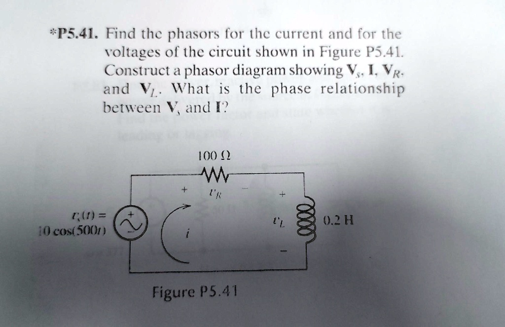 p541 find thc phasors for the current and for the voltages of the circuit shown in figure p54l ...