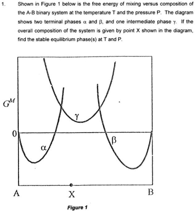 1. Shown in Figure 1 below is the free energy of mixing versus composition of the A-B binary ...