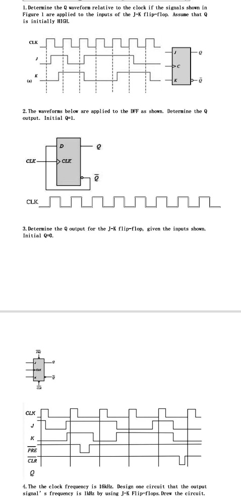 SOLVED: Texts: solution with circuit pictures 1. Determine the Q waveform relative to the clock ...