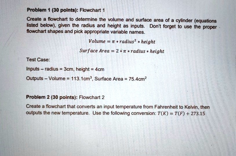 Problem 1 (30 points): Flowchart 1 Create a flowchart to determine the ...