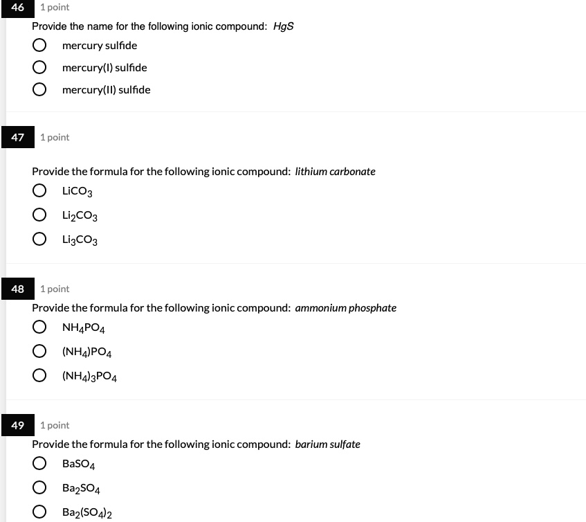 91 1point provide the name for the following ionic compound hgs mercury ...