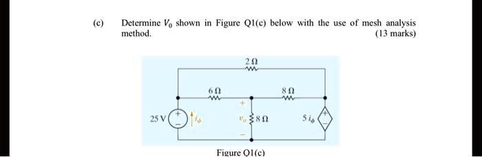 (c) Determine Vo shown in Figure Q1(c) below with the use of mesh analysis method. (13 marks)