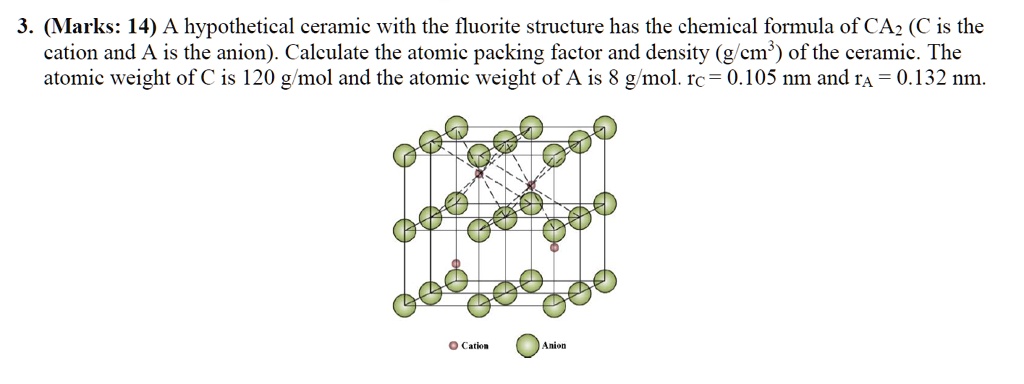 SOLVED: A hypothetical ceramic with the fluorite structure has the ...