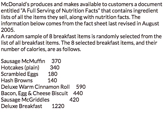 mcdonalds produces and makes available to customers a document entitled ...