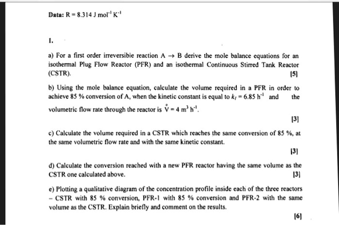 SOLVED: Data: R = 8.314 J/molK a. For a first-order irreversible ...