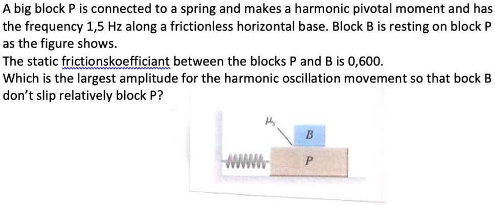 SOLVED: Big block P is connected to a spring and undergoes harmonic pivotal motion with a ...