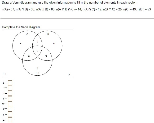 SOLVED: Texts: Draw a Venn diagram and use the given information to ...