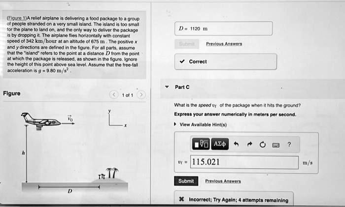 SOLVED: Texts: Help please with Part C. Figure 1: A relief airplane is ...
