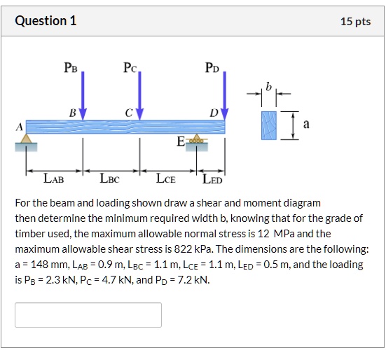 SOLVED: For the beam and loading shown, draw a shear and moment diagram ...
