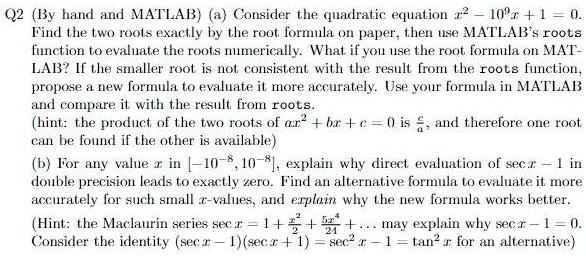 SOLVED: Please do it only in matlab Q2By hand andMATLABaConsider the ...