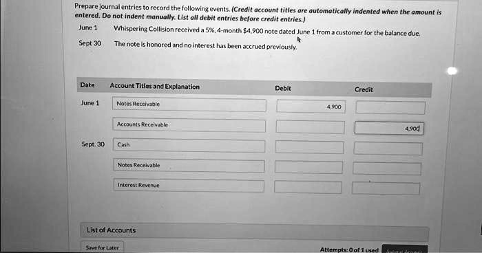 Prepare journal entries to record the following events. (Credit account ...
