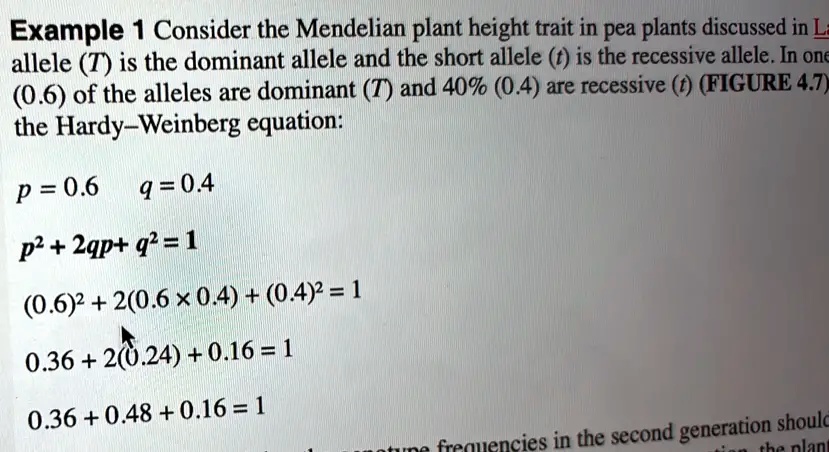 SOLVED: Consider the Mendelian plant height trait in pea plants ...