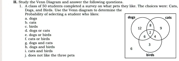 study the venn diagram and answer the following questions a class of 50 ...