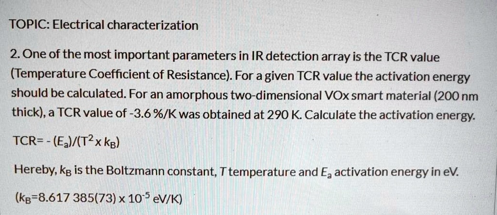SOLVED: TOPiC:Electrical characterization 2.One of the most important ...
