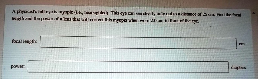 physicists left eye is myopic e nearsighted this eye can see clearly ...