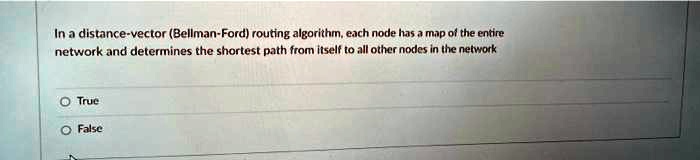 Solved In A Distance Vector Bellman Ford Routing Algorithm Each Node Has A Map Of The Entire