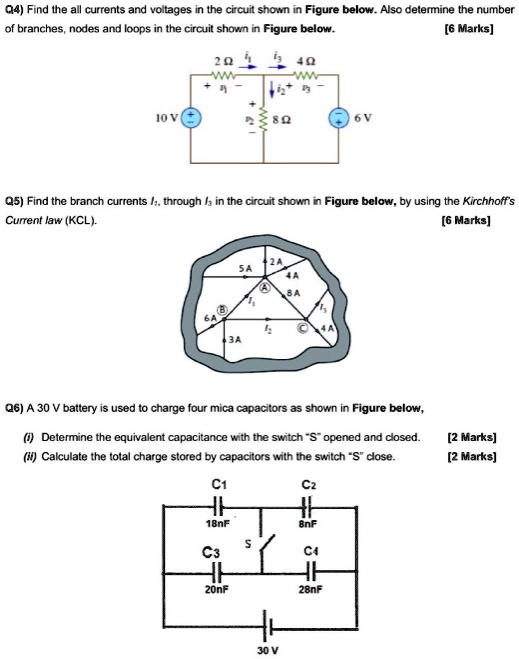 Q4: Find all the currents and voltages in the circuit shown in the ...