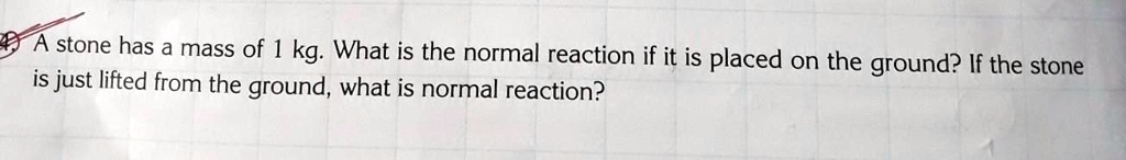 A stone has a mass of 1 kg. What is the normal reaction if it is placed ...