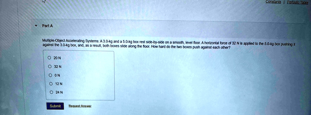 part a multiple object accelerating systems a 30 kg and a 50 kg box rest side by side on a ...