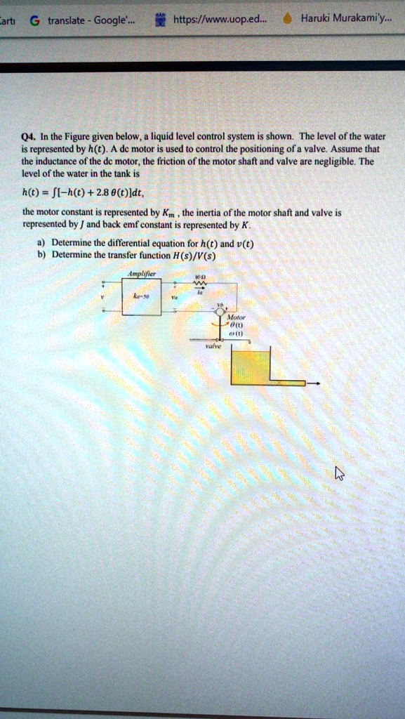 Q4. In the Figure given below, a liquid level control system is shown. The level of the water is ...
