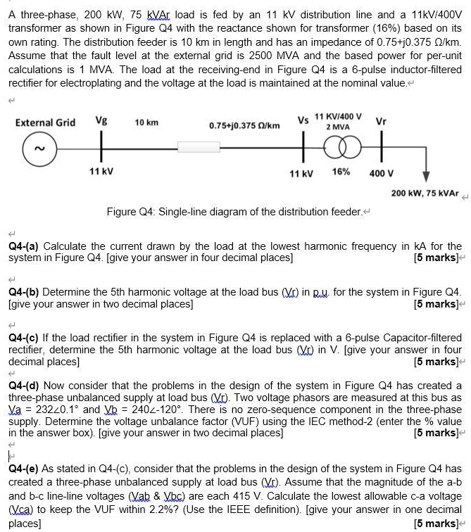 three phase 200 kw 75 kvar load is fed by an 11 kv distribution line ...