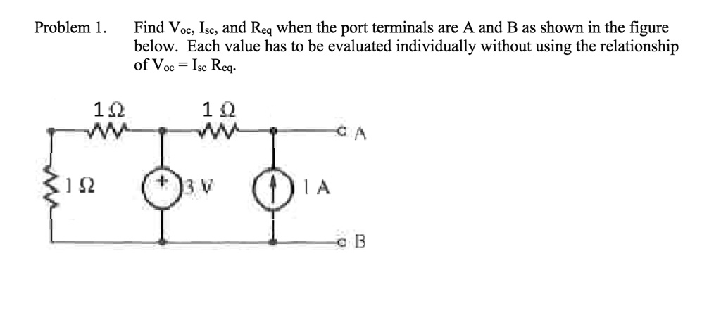 Problem 1. Find Voc, Isc, and Req when the port terminals are A and B ...
